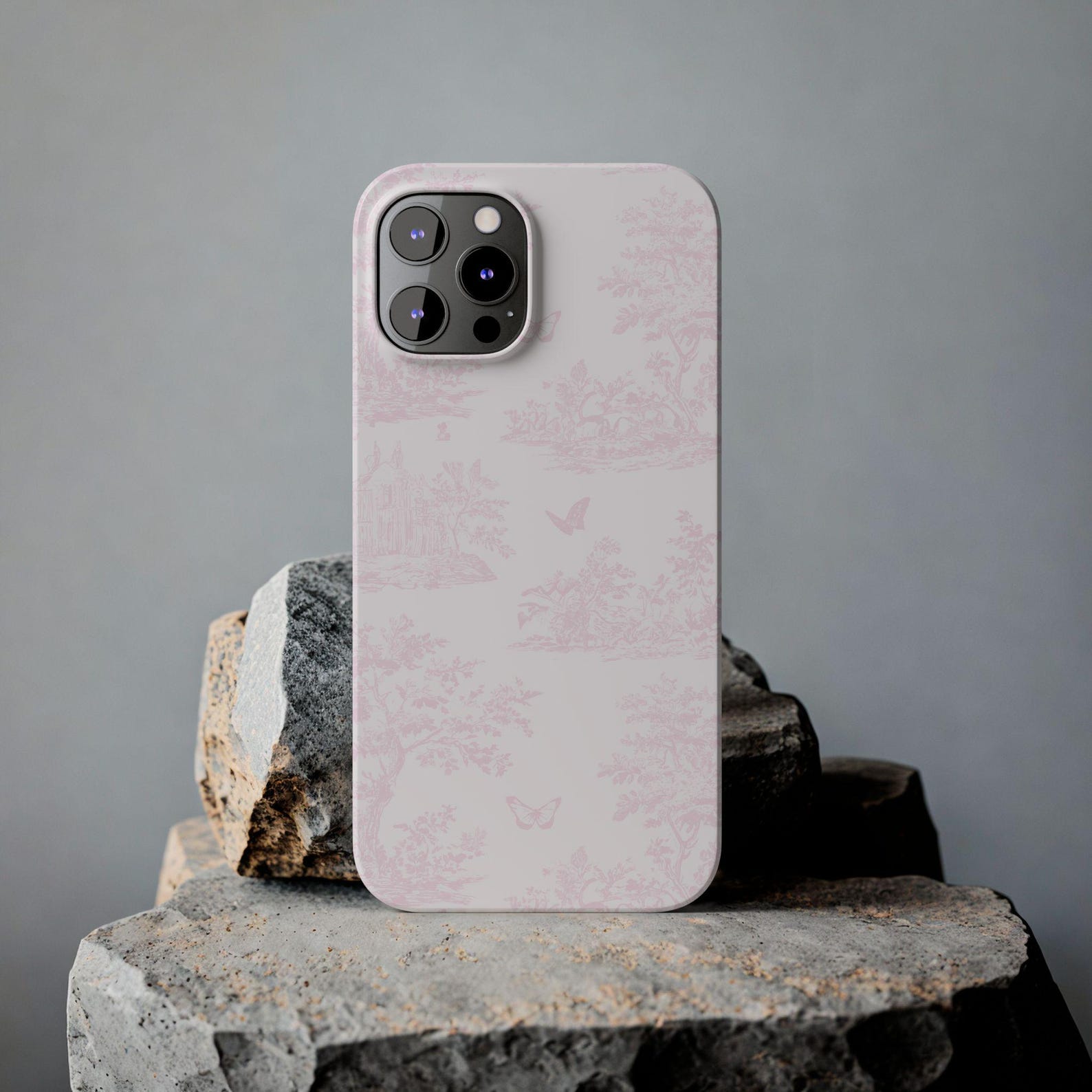 Toile De Jouy iPhone Case Butterfly Print Phone Case, Pink Toile, Toile ...