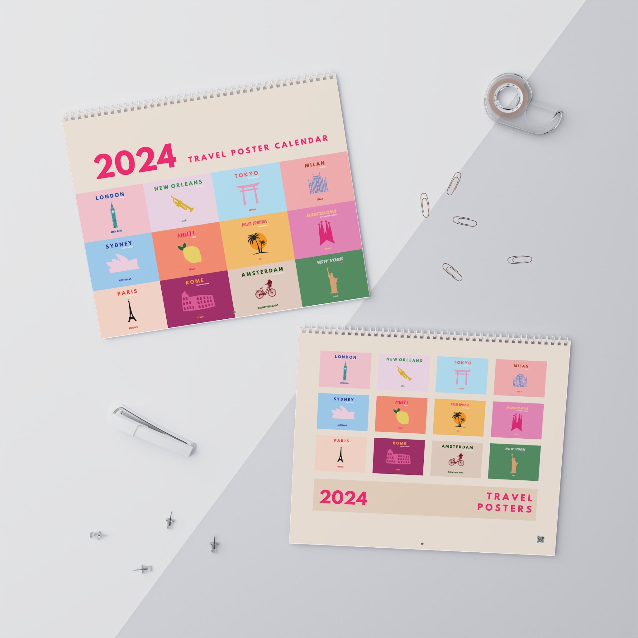 2024 Travel Calendar Preppy Travel Poster Calendar, Preppy City Poster ...