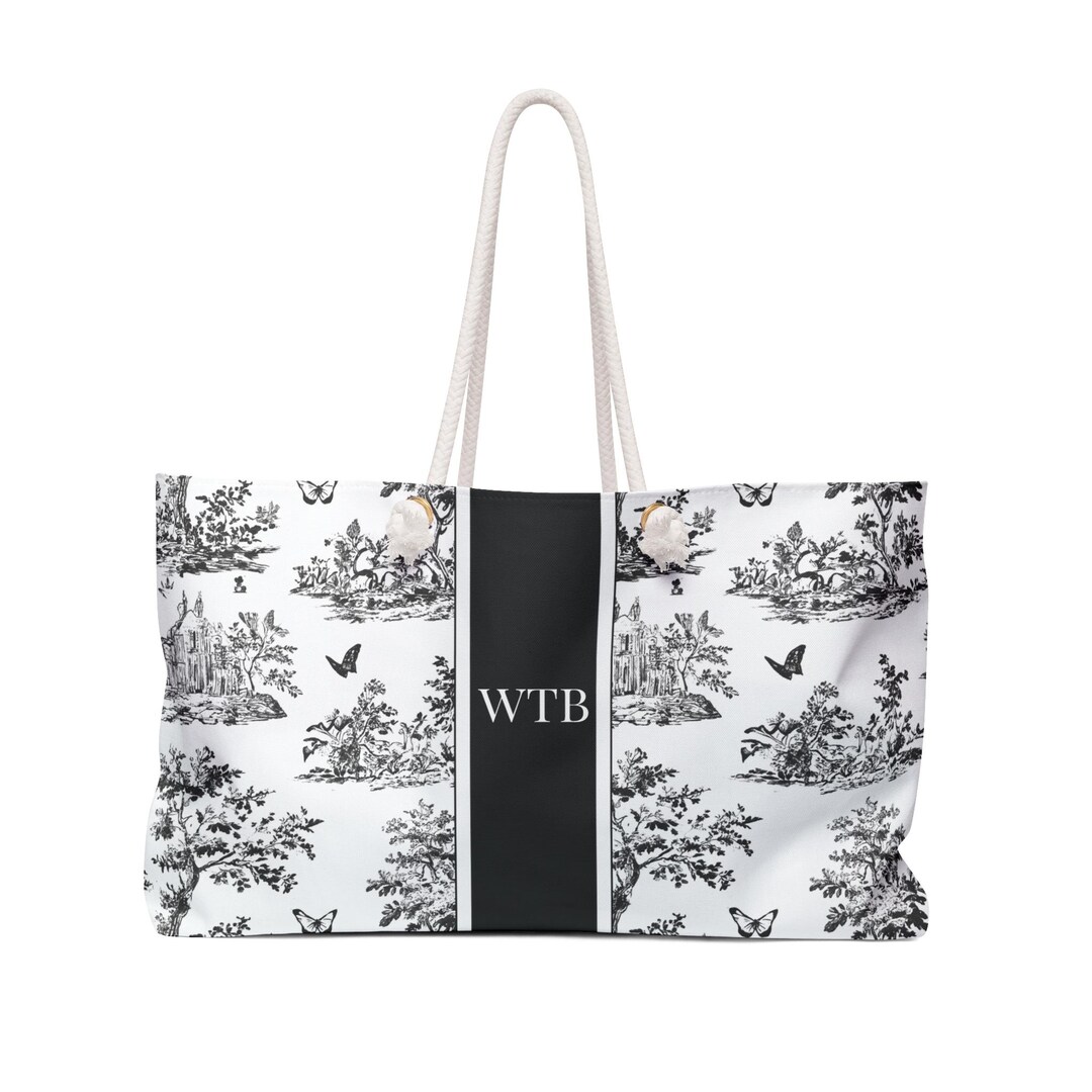 Black and White Toile Personalized Weekender Bag! Personalized Traveler ...