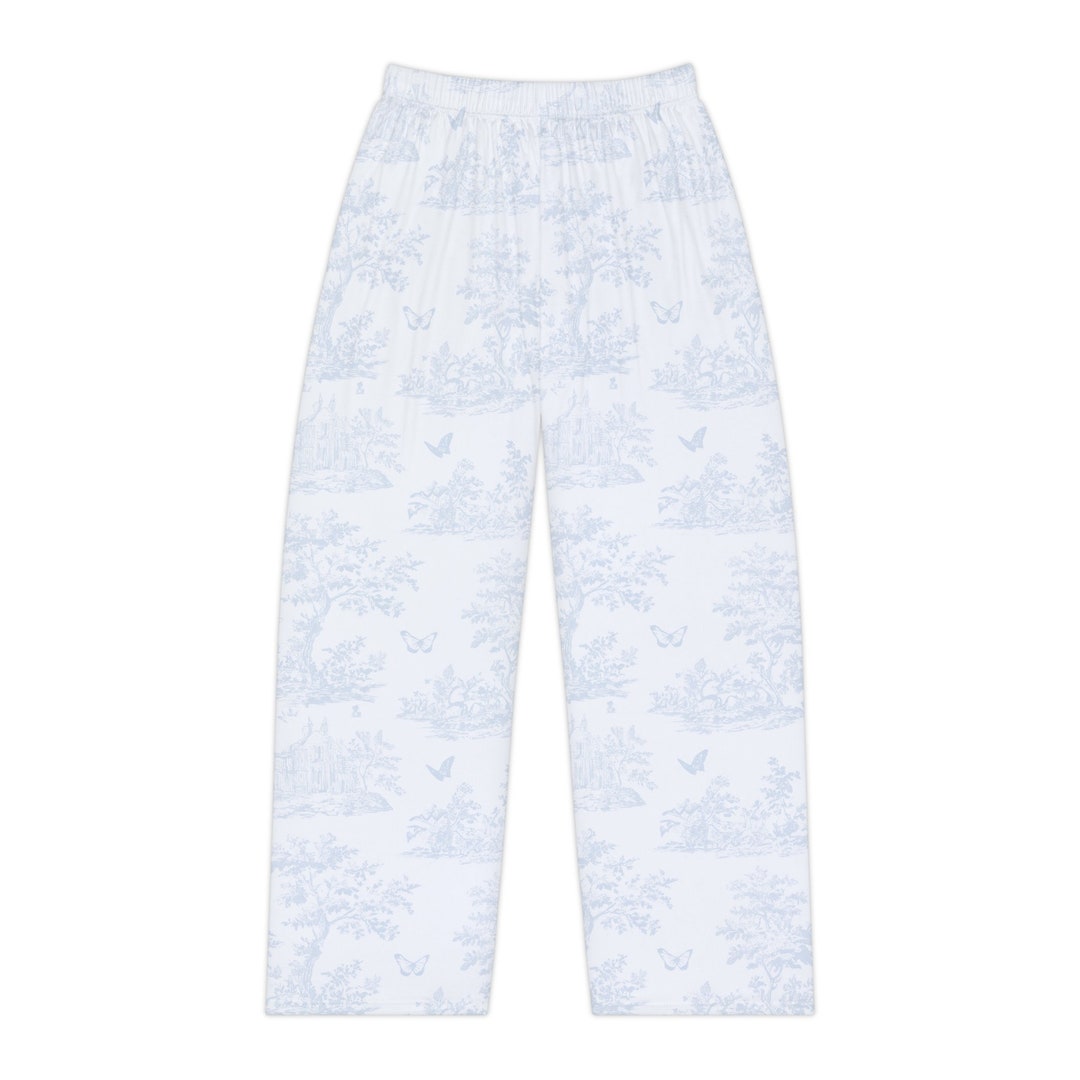 Women's Light Blue Toile Pajama Pants Toile De Jouy Pjs, Toile Pants ...