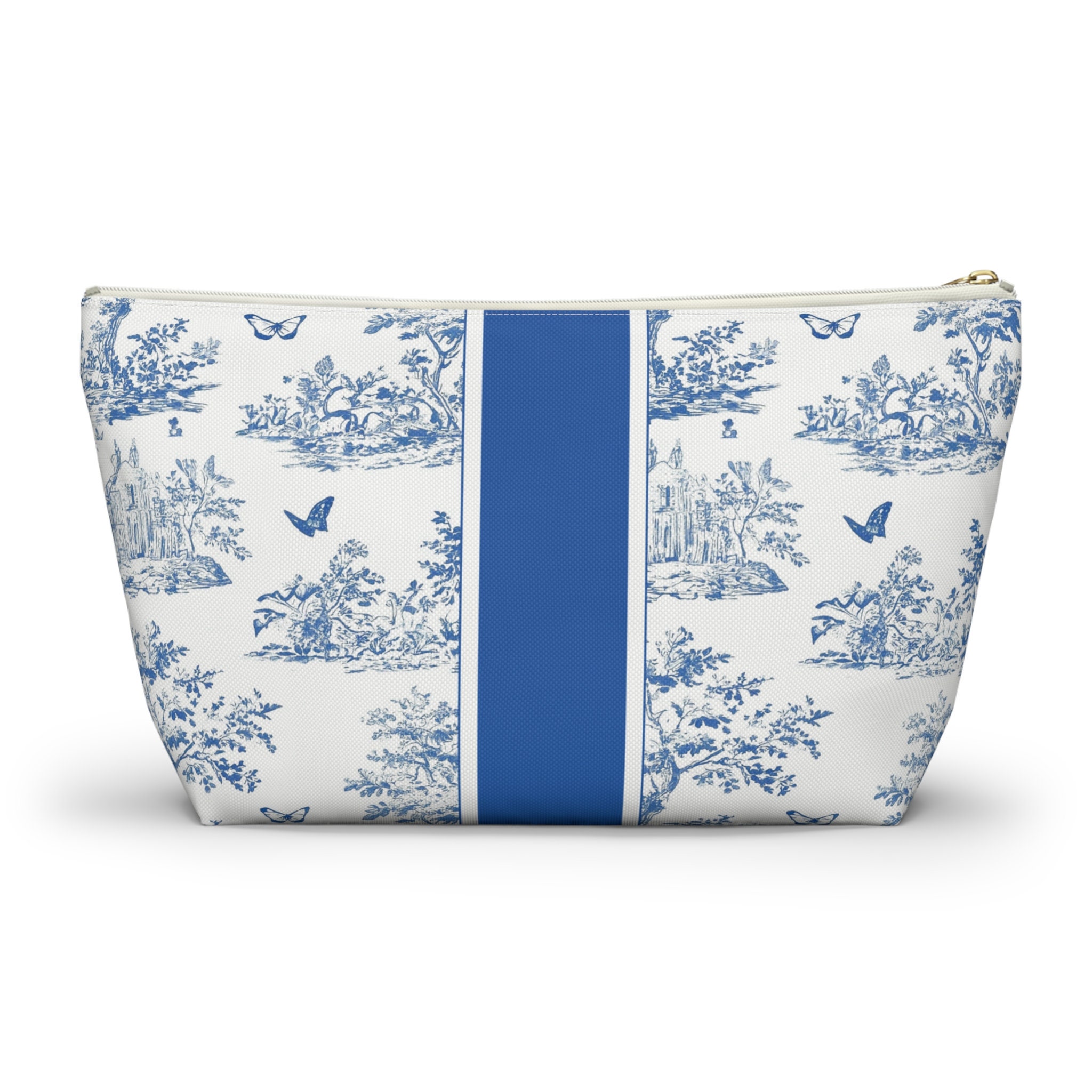 Blue Toile Personalized Makeup Bag | Personalized Cosmetic Bag ...