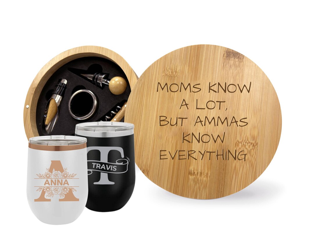 Amma Gift From Grandchildren, Custom Engraved Wine Accessories Wine ...
