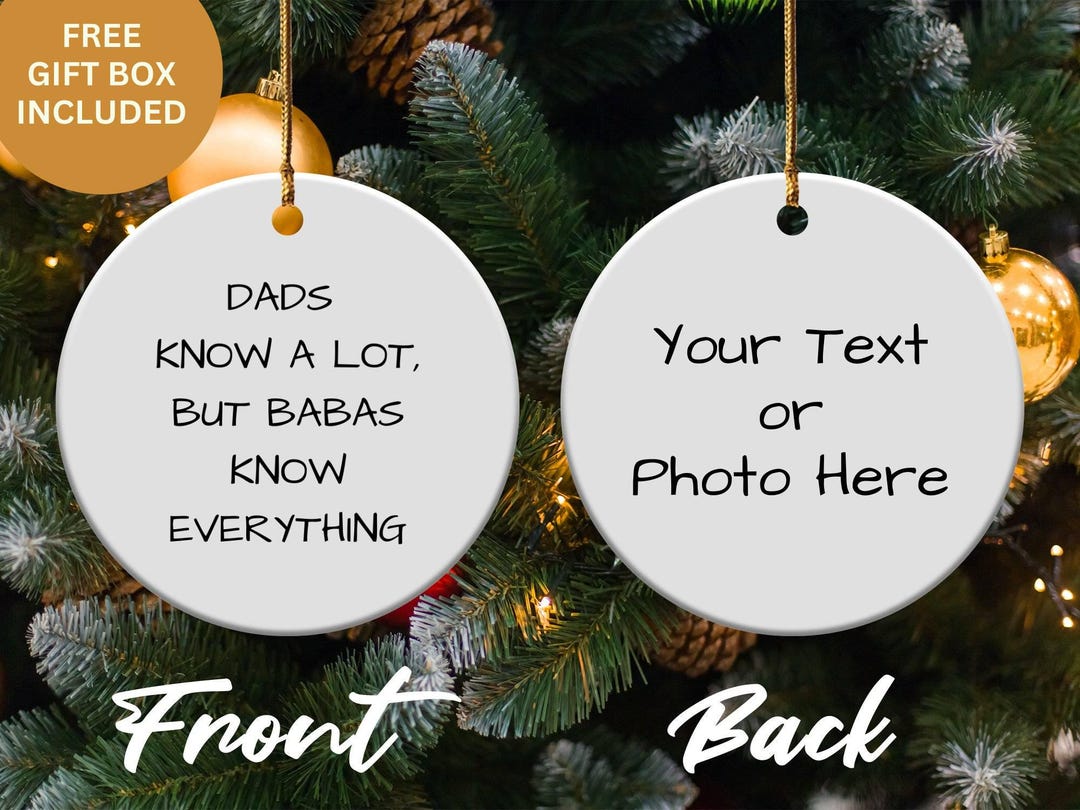 Baba Dad Ornament, Custom Text Ornament for Baba, Father's Day Gifts ...