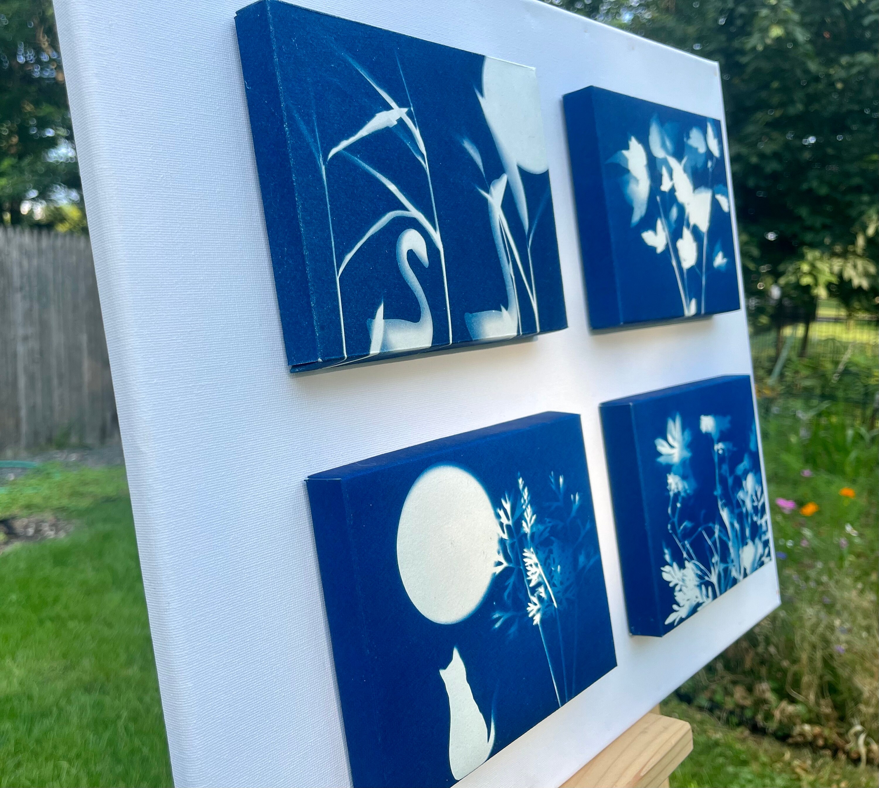 4 in 1 Cyanotype Botanical Blueprints on Canvas - Etsy
