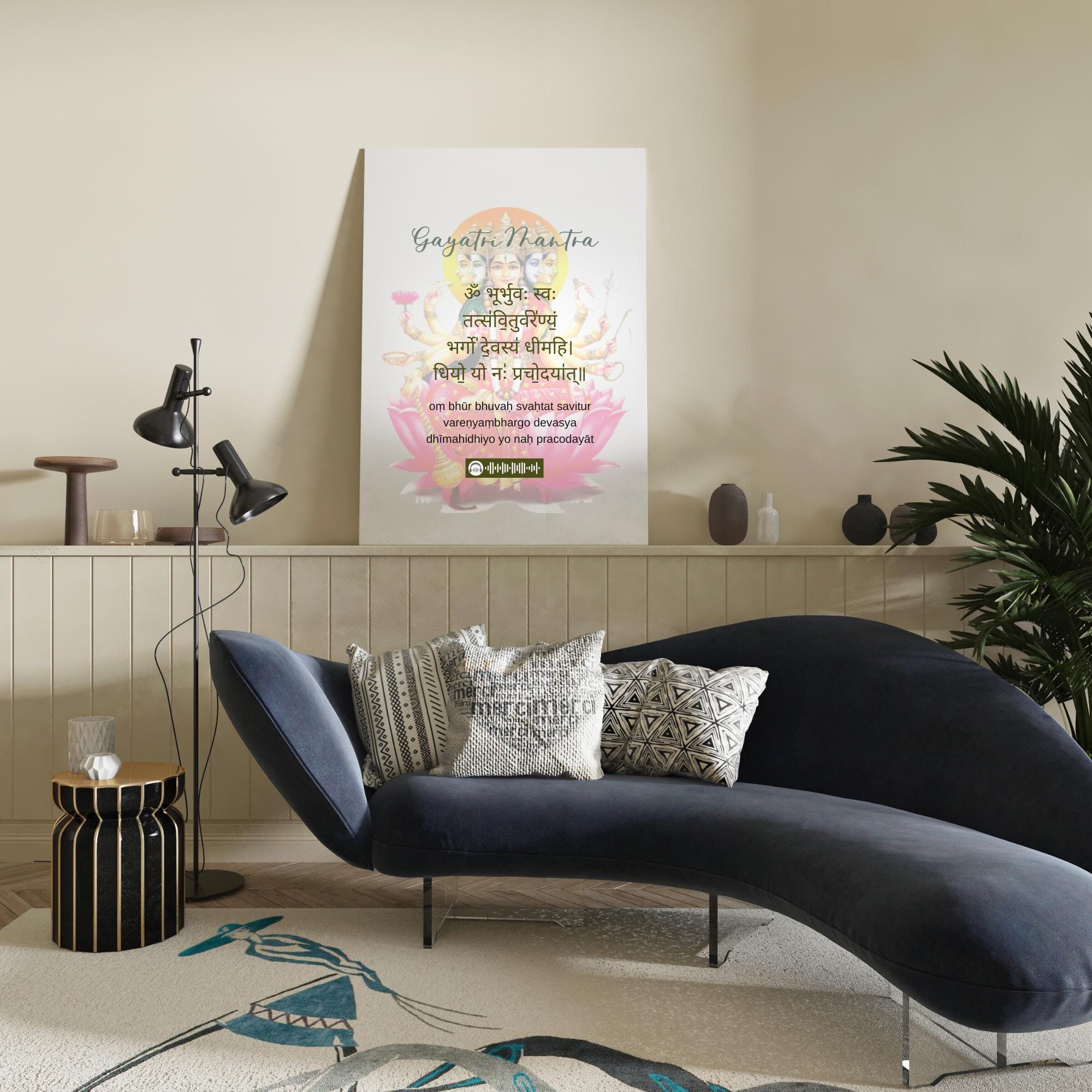 Gayatri Mantra Code Song Poster, Meditation Wall Decor, Yoga Studio Art ...