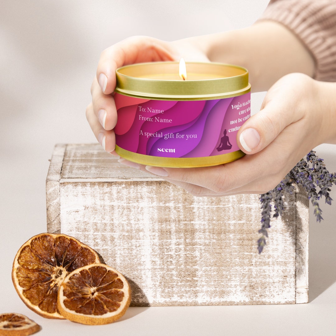 Custom Tin Candle, Yoga Candle Gift, B.K.S. Iyengar Quote, Aromatherapy ...