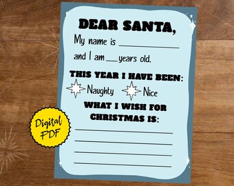 PRINTABLE Letter to Santa for Kids, Dear Santa Letter for Students ...