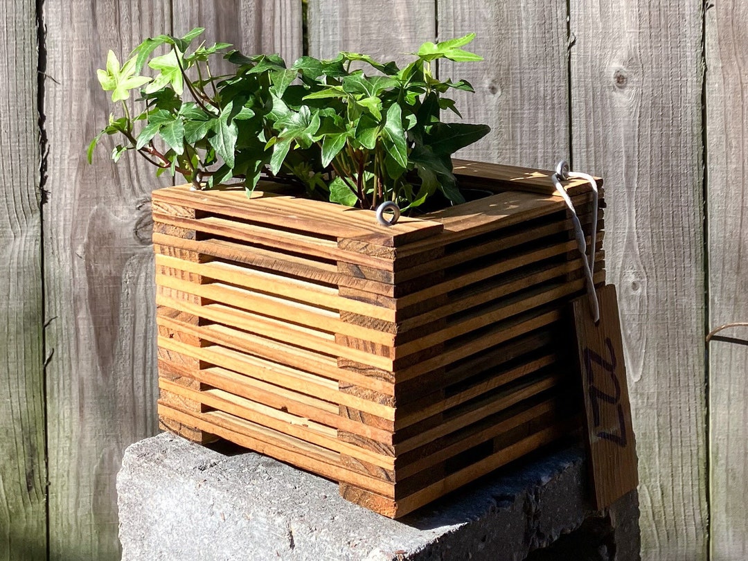 227. Salvaged Treated Pine Wood Hanging Basket Planter for Orchids ...