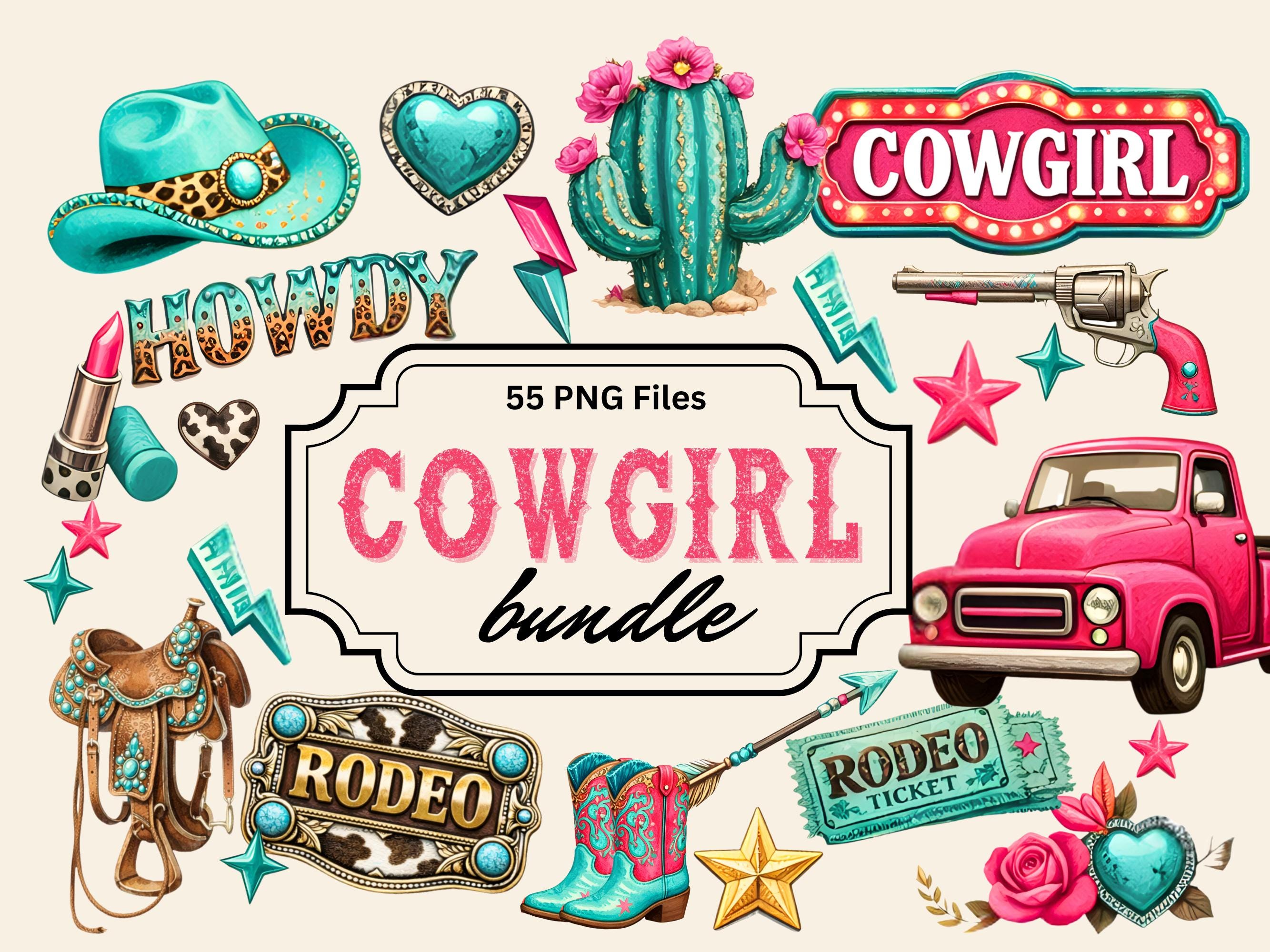 Cowgirl PNG Digital Download Bundle Rodeo Western Turquoise and Pink - Etsy