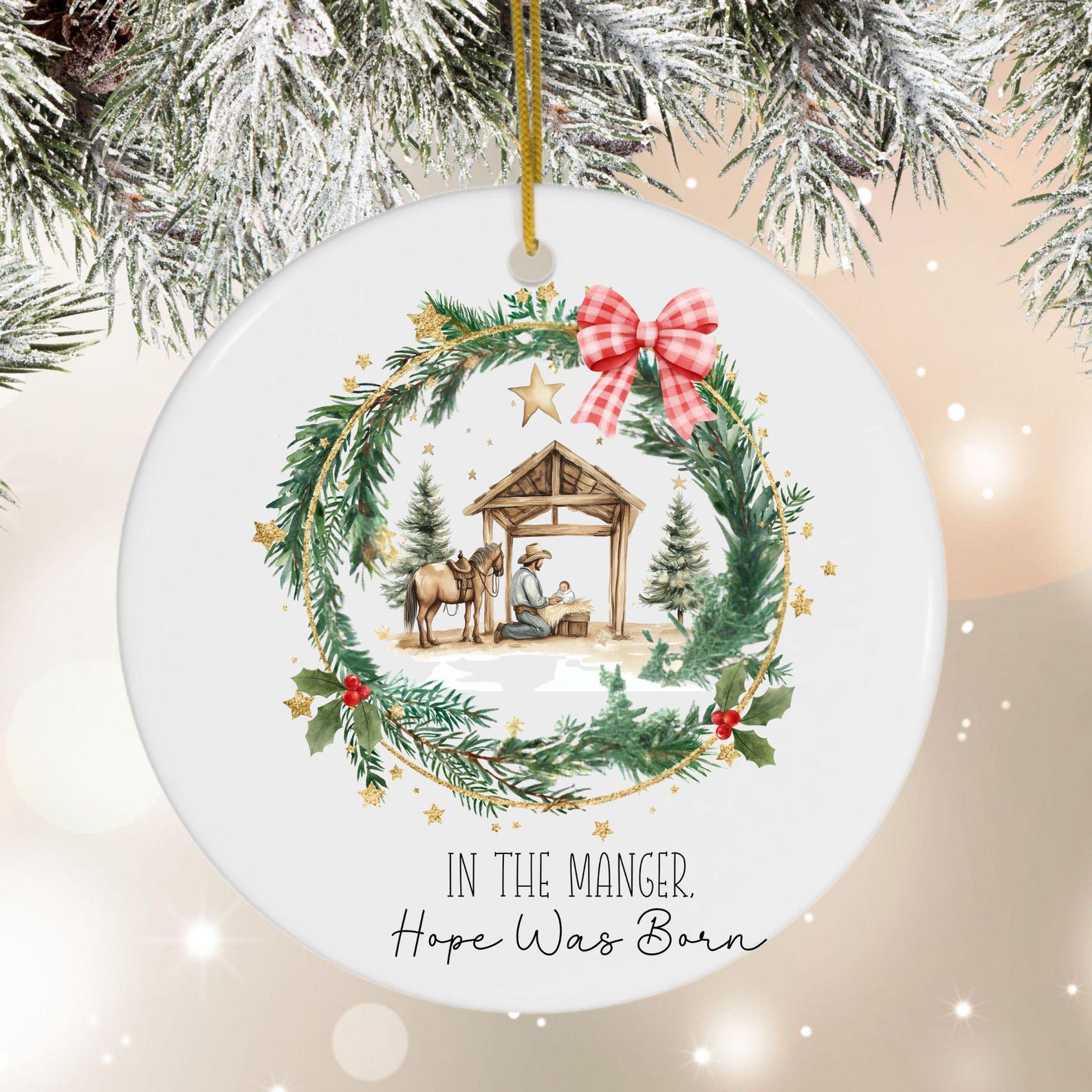 Nativity Scene Christmas Ornament 2024 in a Manger, Hope Was Born ...