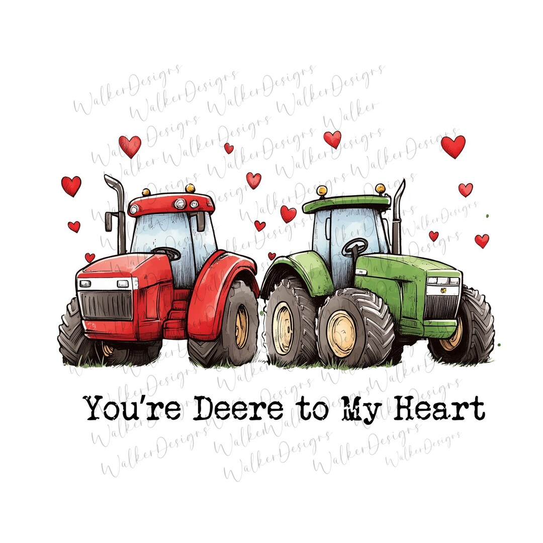 Tractor Valentines Farm PNG DIGITAL DOWNLOAD Red and Green Tractors ...