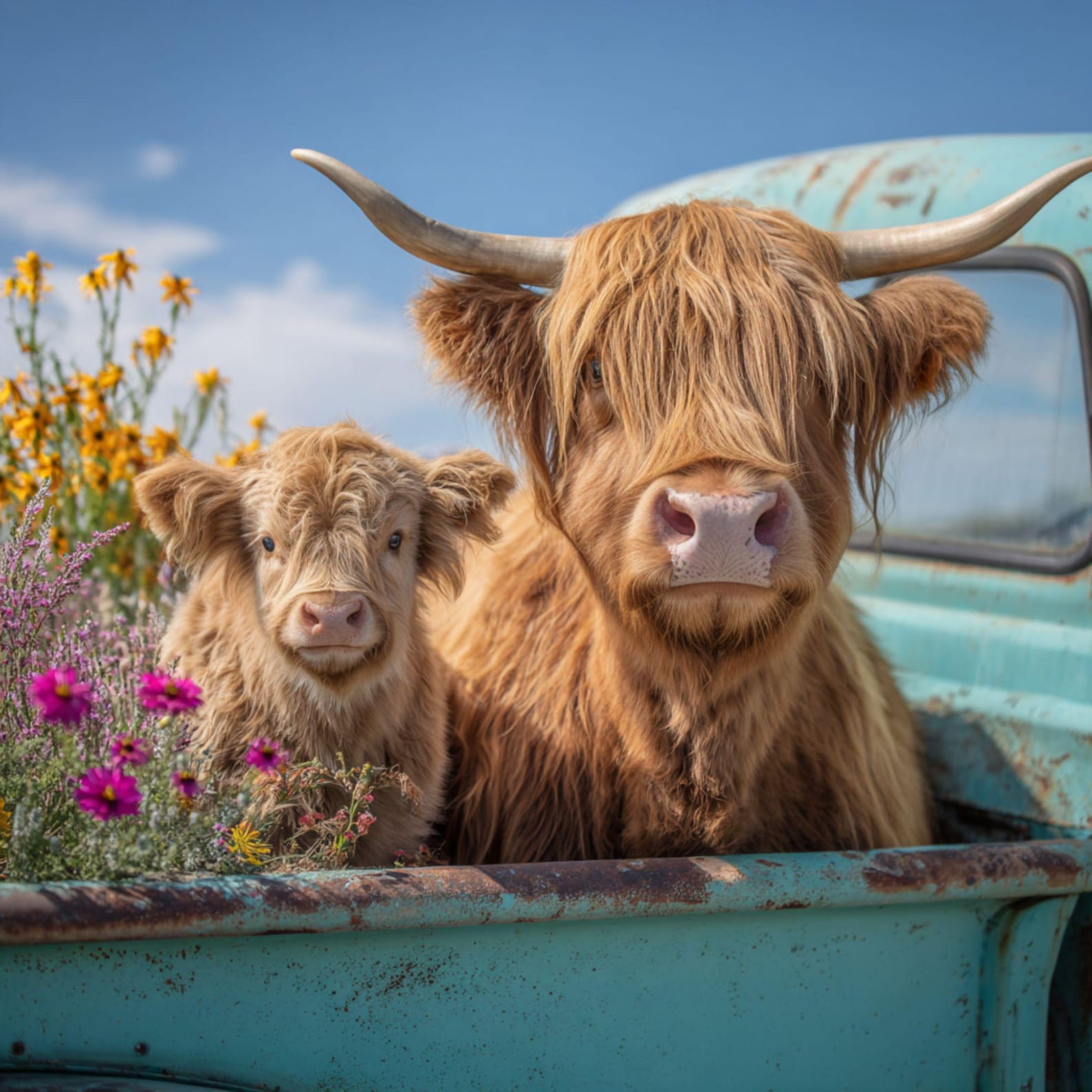 Highland Cow Pickup Truck Downloadable Digital PNG Art. Scottish ...