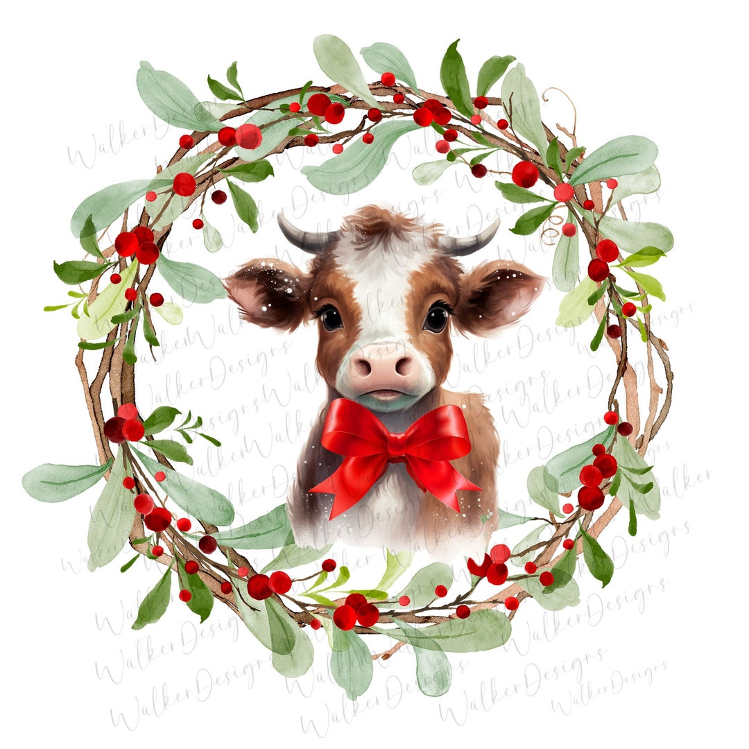 Christmas Cow Christmas Calf Instant PNG Digital Download File Baby Cow ...