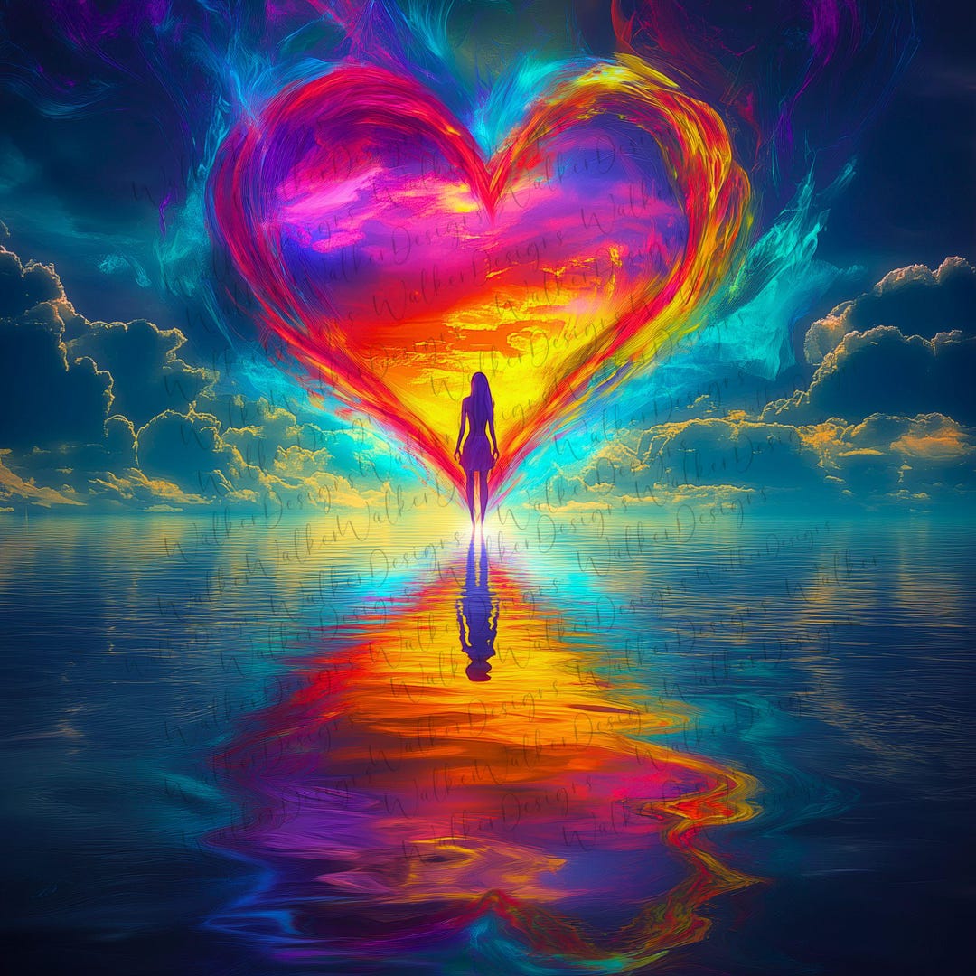 Heart on Fire Art PNG DIGITAL DOWNLOAD Couple Love Romantic Highland ...