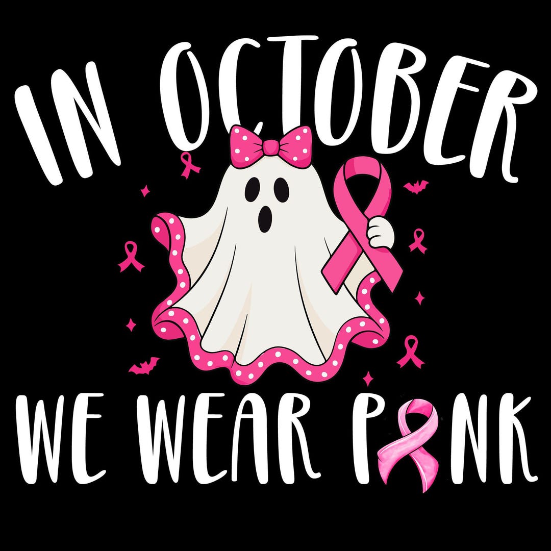 Pink Breast Cancer Awareness Ghost PNG File Download Sublimation Design ...