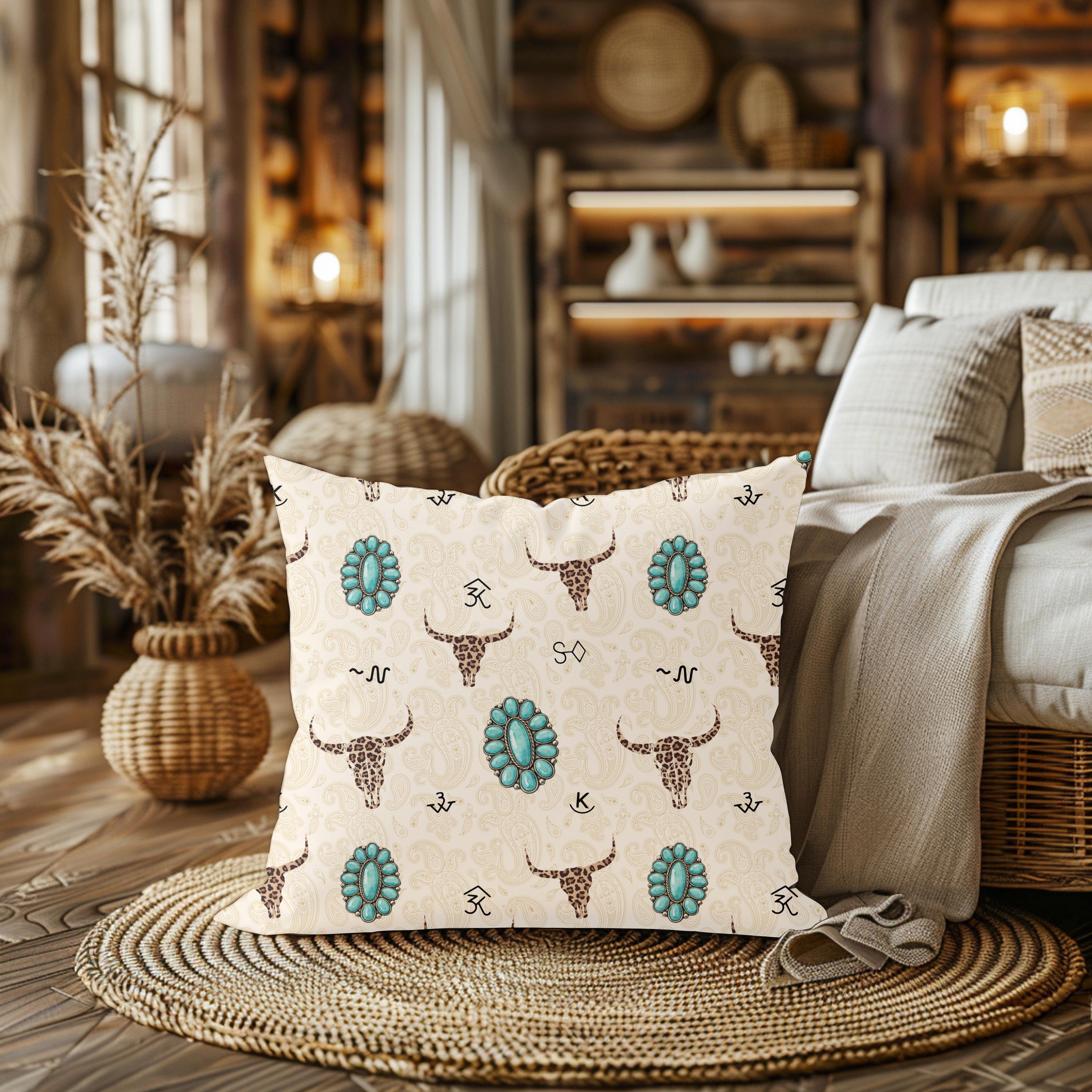 Western Ranch Seamless Pattern PNG, Turquoise, Leopard and Cattle ...