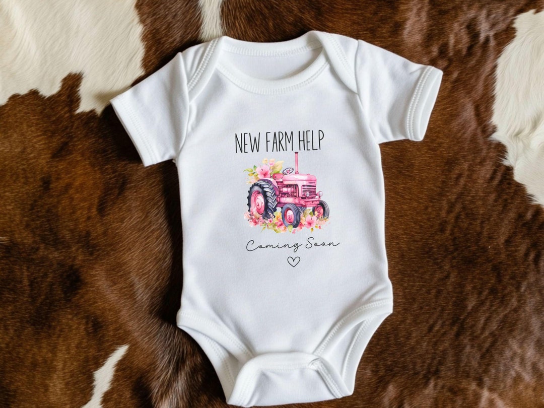 New Farm Help Baby Announcement, Pink Tractor, First Time Pregnant ...
