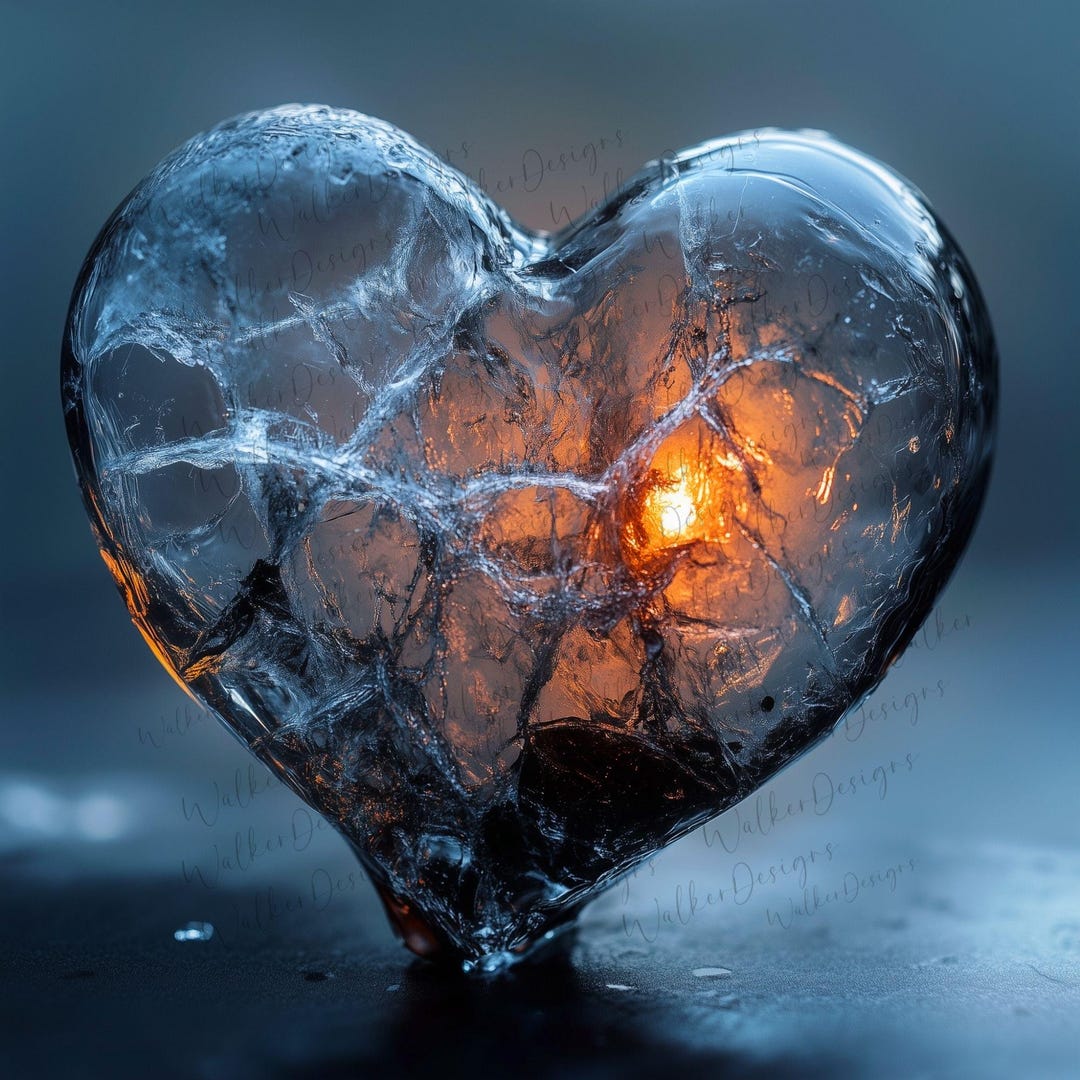 Valentine Fire and Ice Heart Art PNG DIGITAL DOWNLOAD Couple Love ...