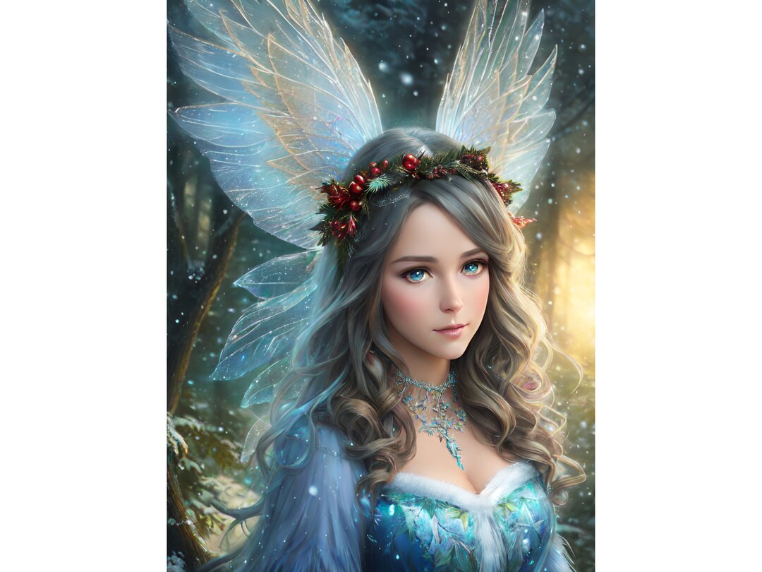 Christmas, Fantasy, Snow Fairy, Portrait, AI Artwork, Instant Download ...