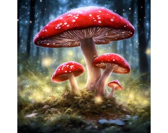 Enchanted, Magical Forest Toadstool, AI Artwork, Instant Download ...
