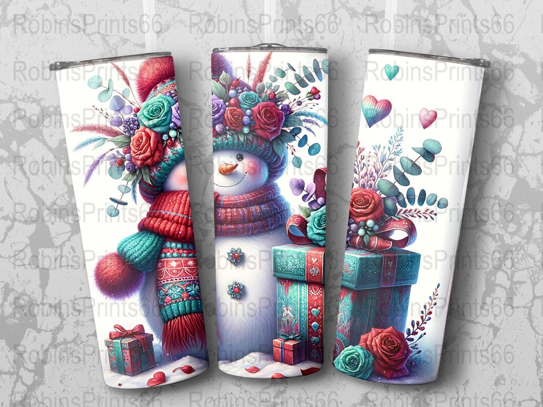 Valentine's Day Snowman Tumbler Wrap PNG | Holiday Digital Download ...