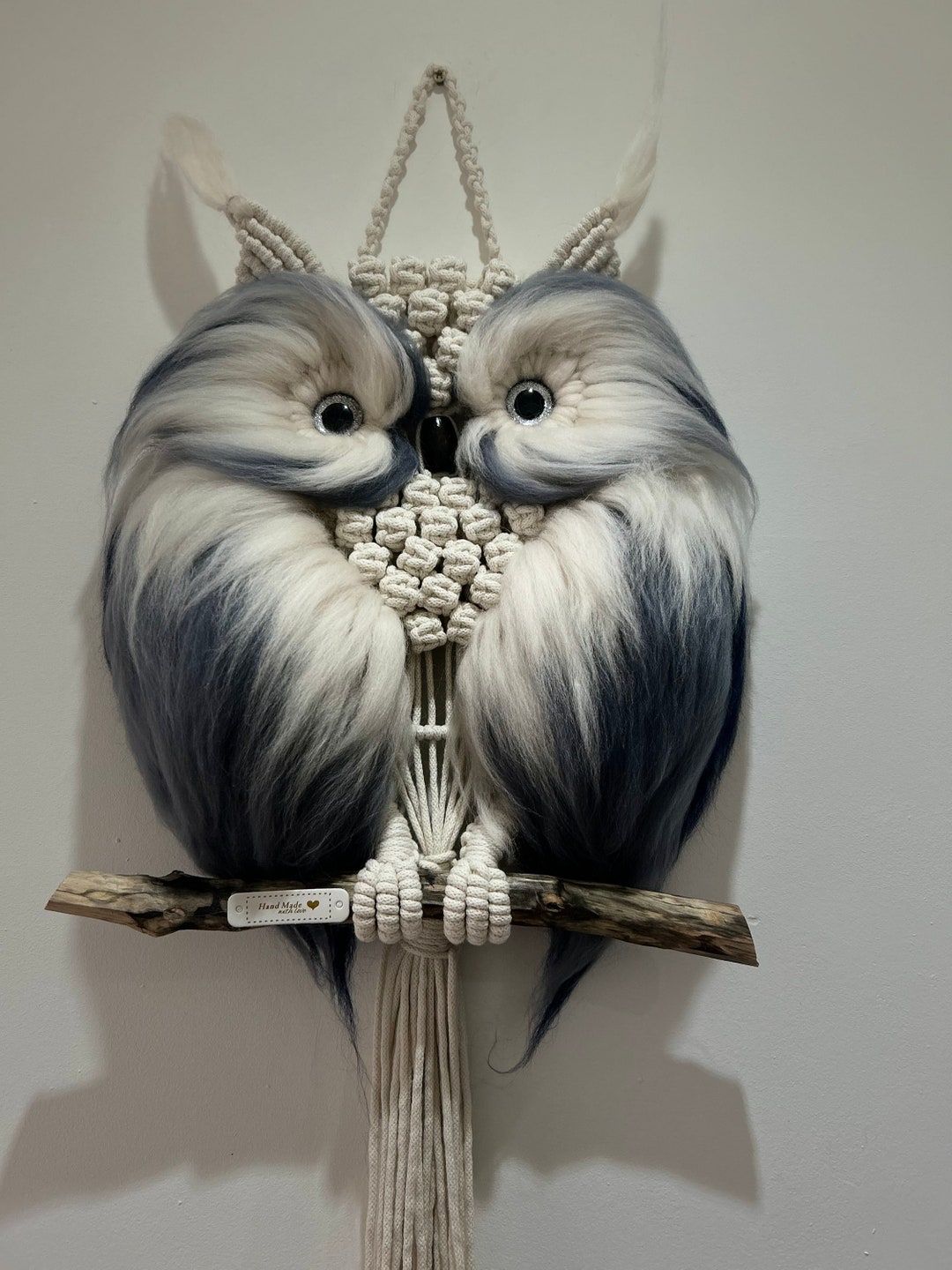 Macrame Owl With Wool Wings - Etsy