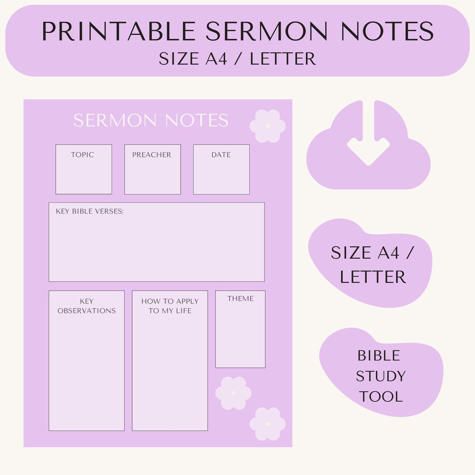 SERMON NOTES / Bible Study Printables / Scripture Study Printable ...