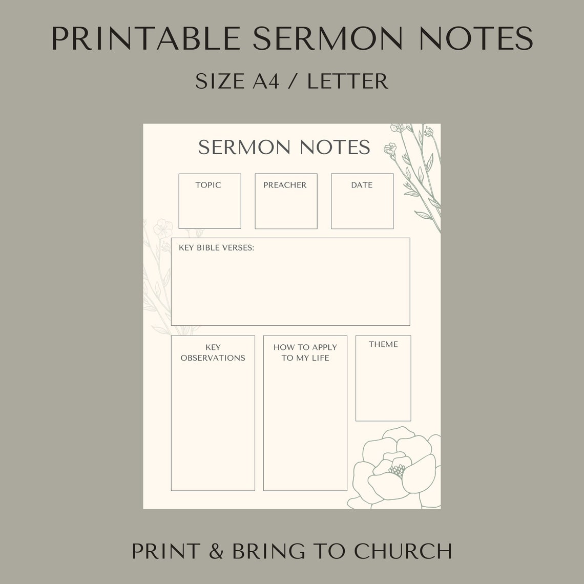 SERMON NOTES / Bible Study Printables / Scripture Study - Etsy