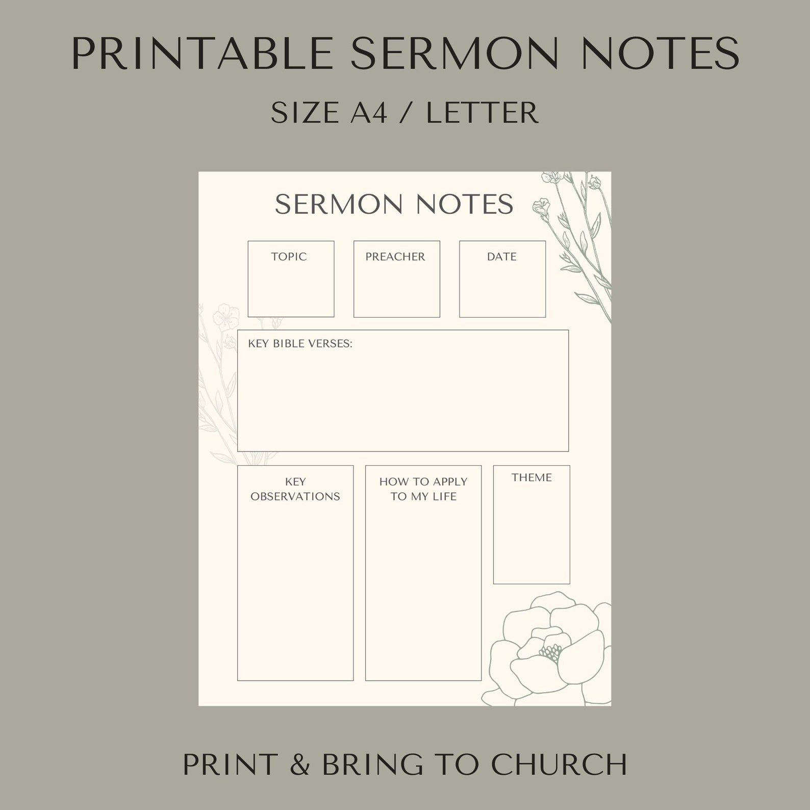 SERMON NOTES / Bible Study Printables / Scripture Study Printable ...