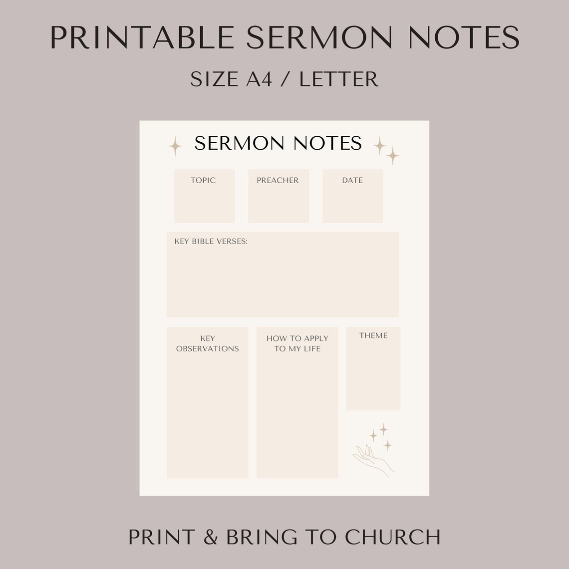 SERMON NOTES / Bible Study Printables / Scripture Study Printable ...
