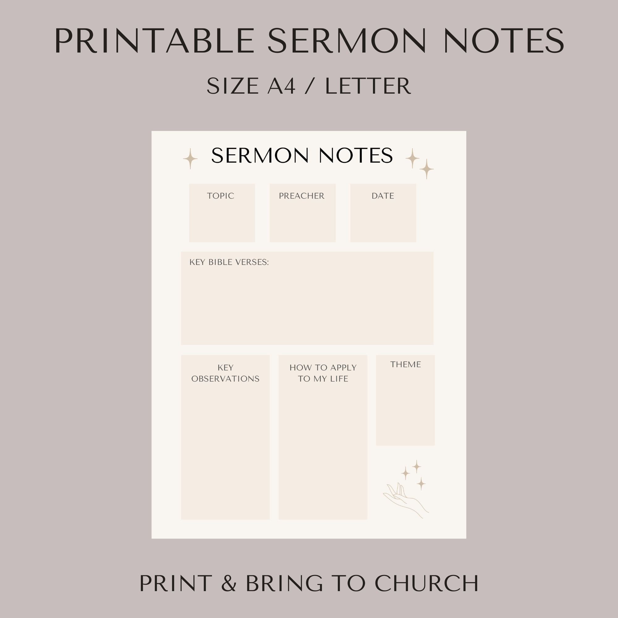 SERMON NOTES / Bible Study Printables / Scripture Study Printable ...