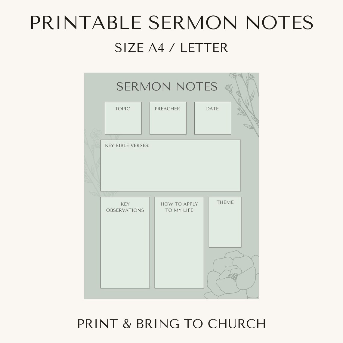 SERMON NOTES / Bible Study Printables / Scripture Study Printable ...