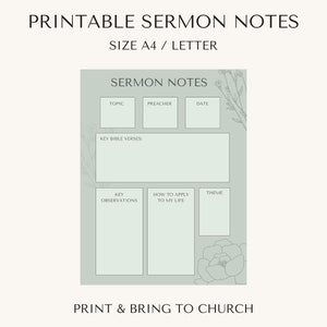 SERMON NOTES / Bible Study Printables / Scripture Study Printable ...