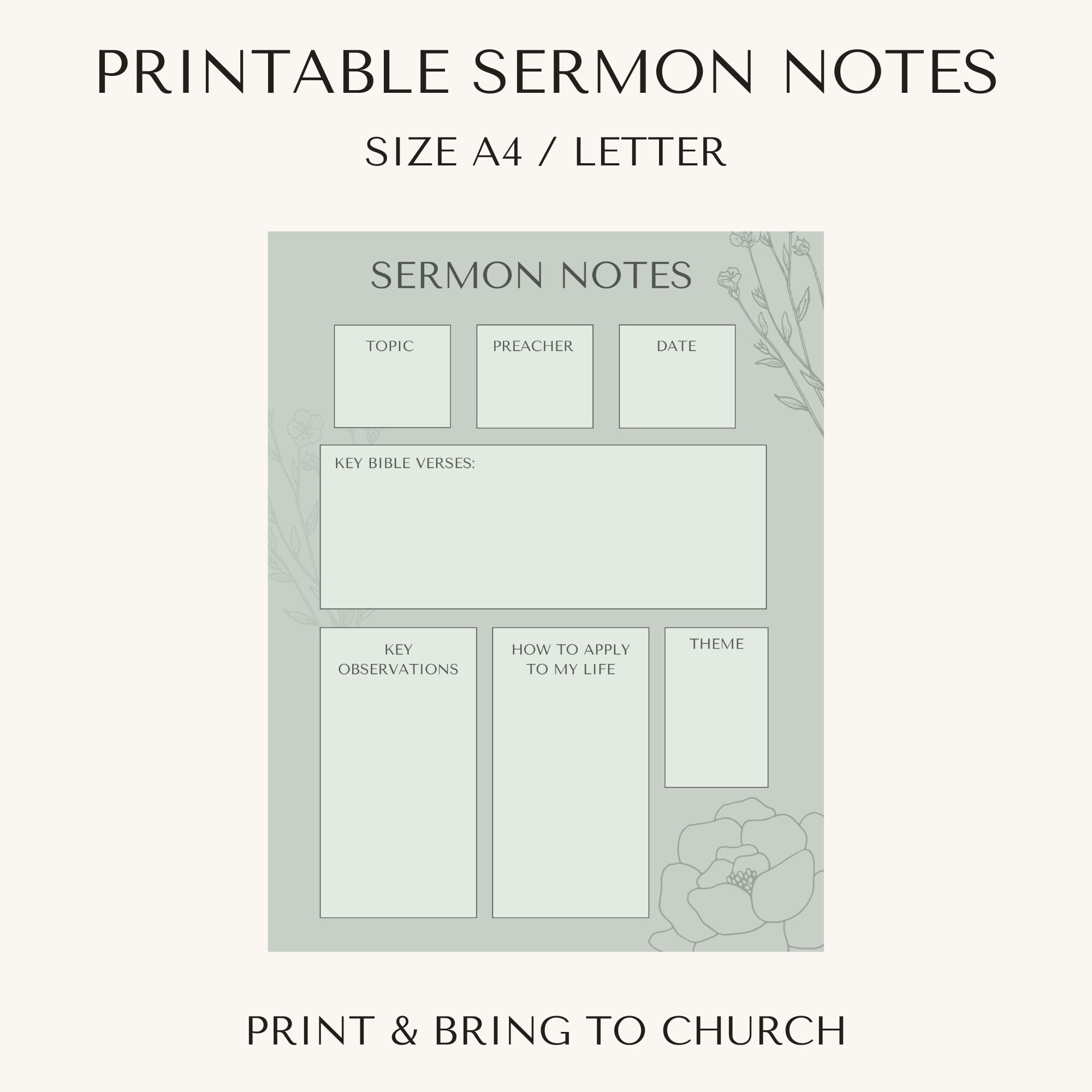 SERMON NOTES / Bible Study Printables / Scripture Study Printable ...