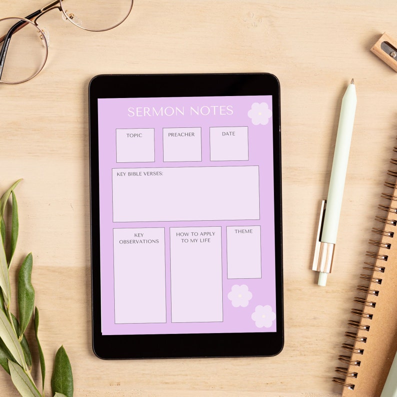 SERMON NOTES / Bible Study Printables / Scripture Study Printable ...