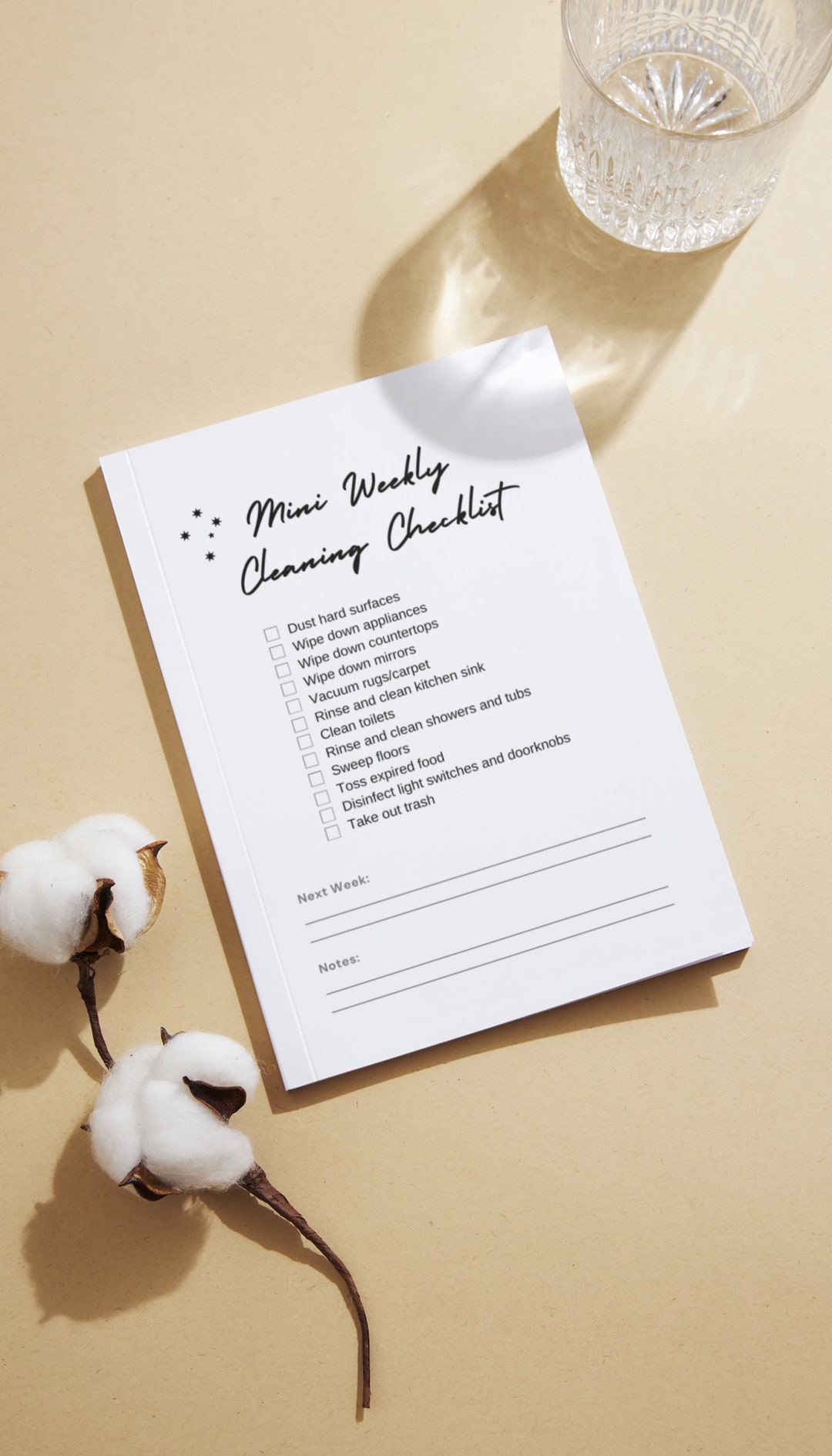Mini Weekly Cleaning Checklist Black and White - Etsy