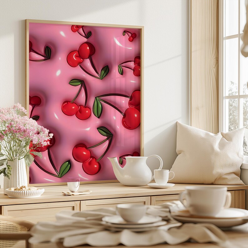 Cherry Wall Art Cherries Printable Digital Download Cherry Art Print ...