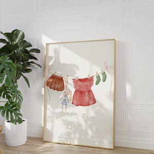 Littles Girl Clothesline Printable Art Watercolor Prints Baby Room ...