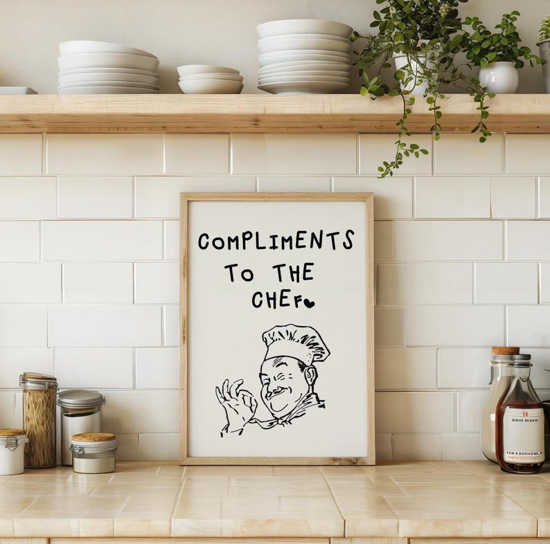 Kitchen Poster – Cooking Artwork, Playful Chef Print, Cute Kitchen ...