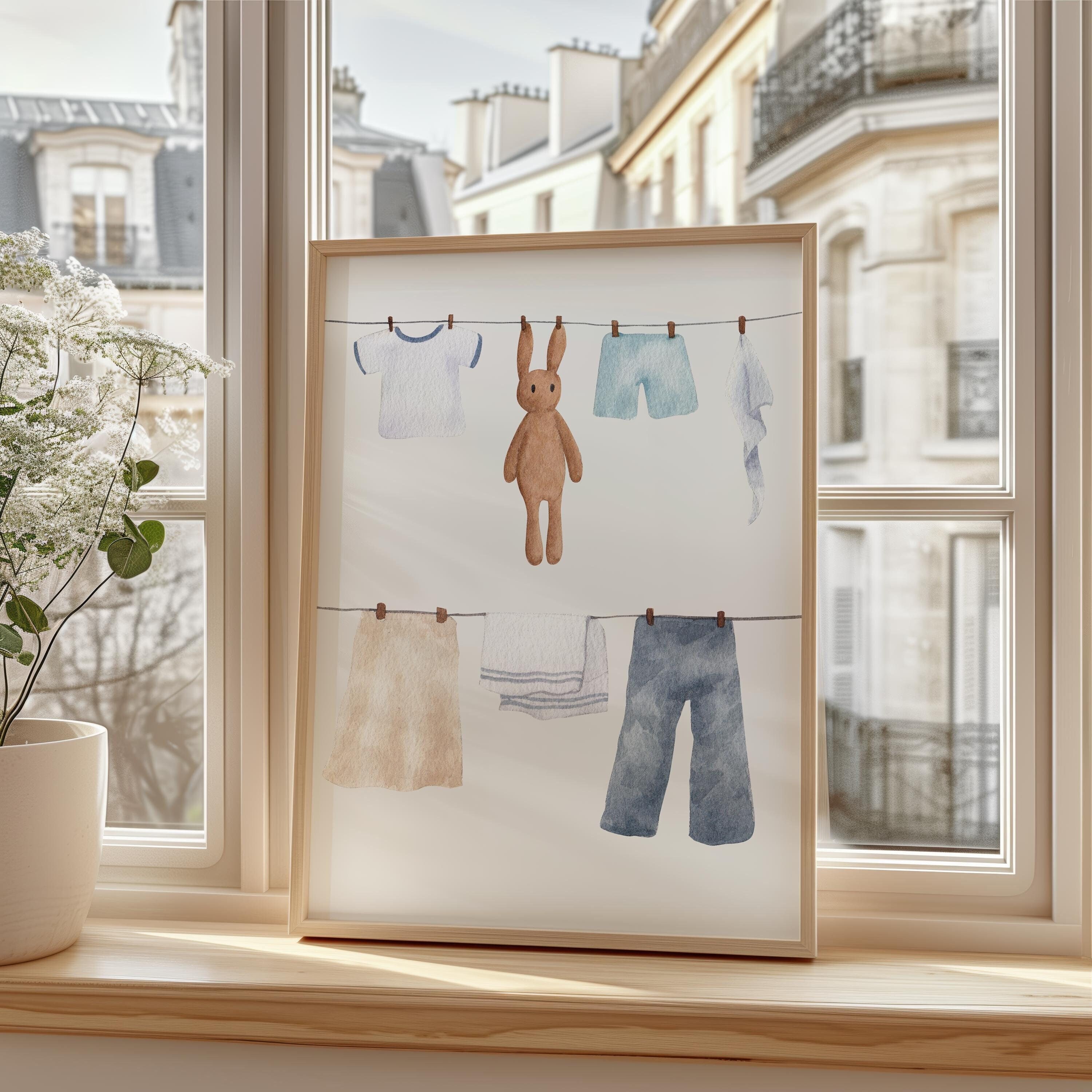 Watercolor Clothesline Printable Watercolor Prints Laundry Room Decor ...