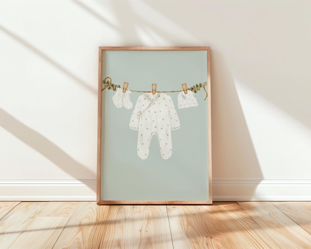 Watercolor Baby Clothesline, Printable Art, Bohemian Nursery Print ...