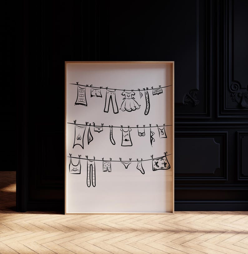 Cute Clothesline Printable Laundry Room Decor Laundry Room Wall Art ...