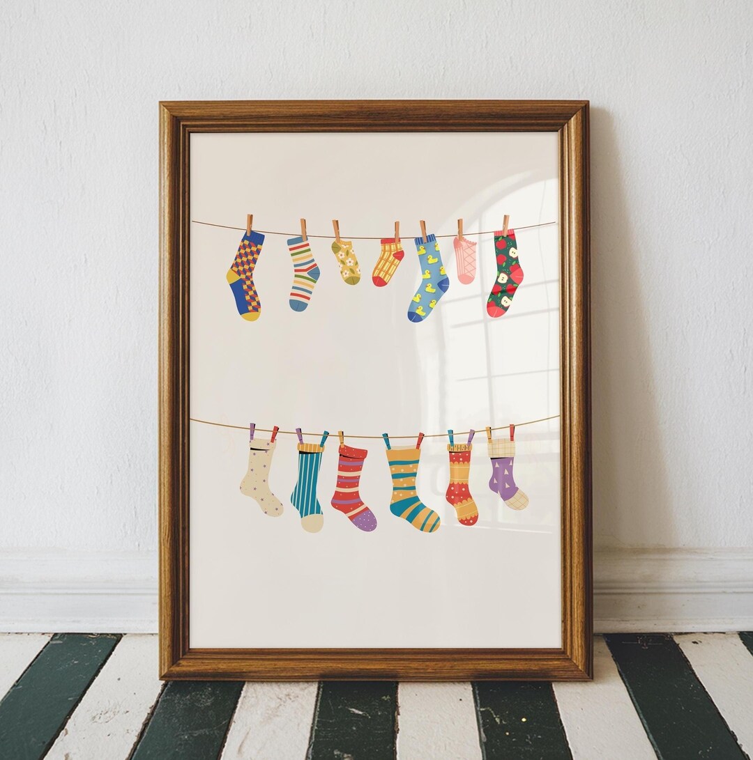 Colorful Sock Clothesline Printable Clothesline Print Laundry Room ...