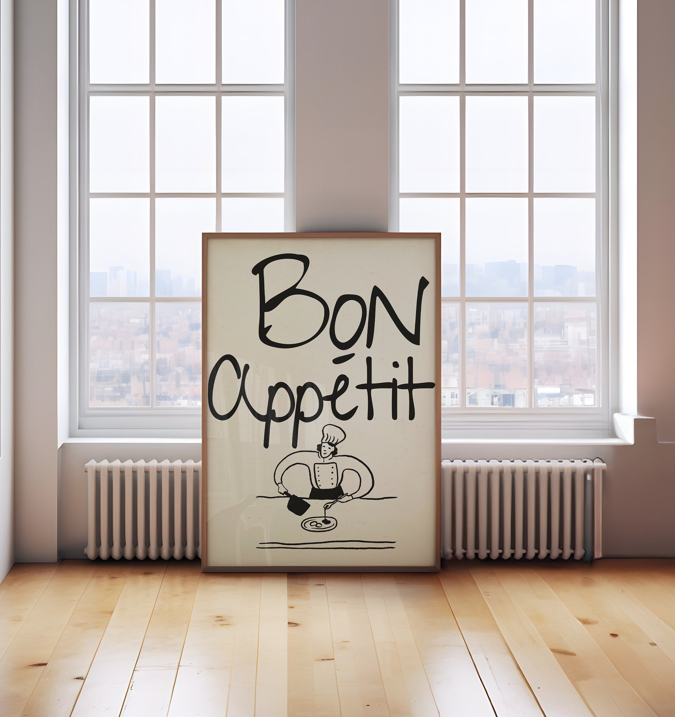 Bon Appetit Printable Wall Art Kitchen Sign Kitchen Prints Kitchen Wall ...