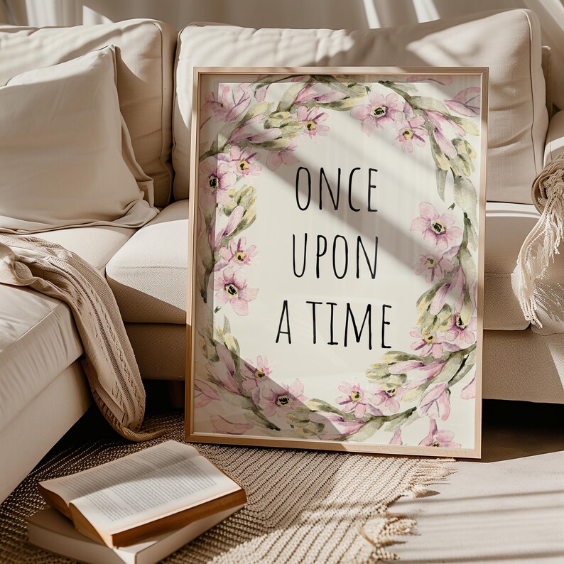 Once Upon a Time Print, Fairy Tale Wall Art, Floral Watercolor ...