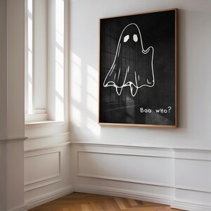 Boo Who Printable Ghost Wall Art Halloween Decor Cute Ghost Print ...