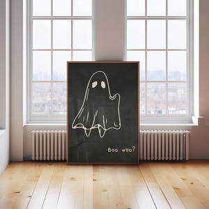Boo Who Printable Ghost Wall Art Halloween Decor Cute Ghost Print ...