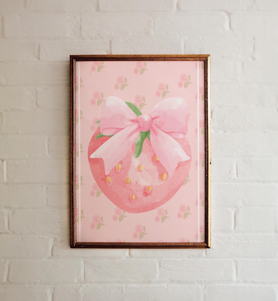 Roses and Strawberry Printable Coquette Wall Art Digital Download ...