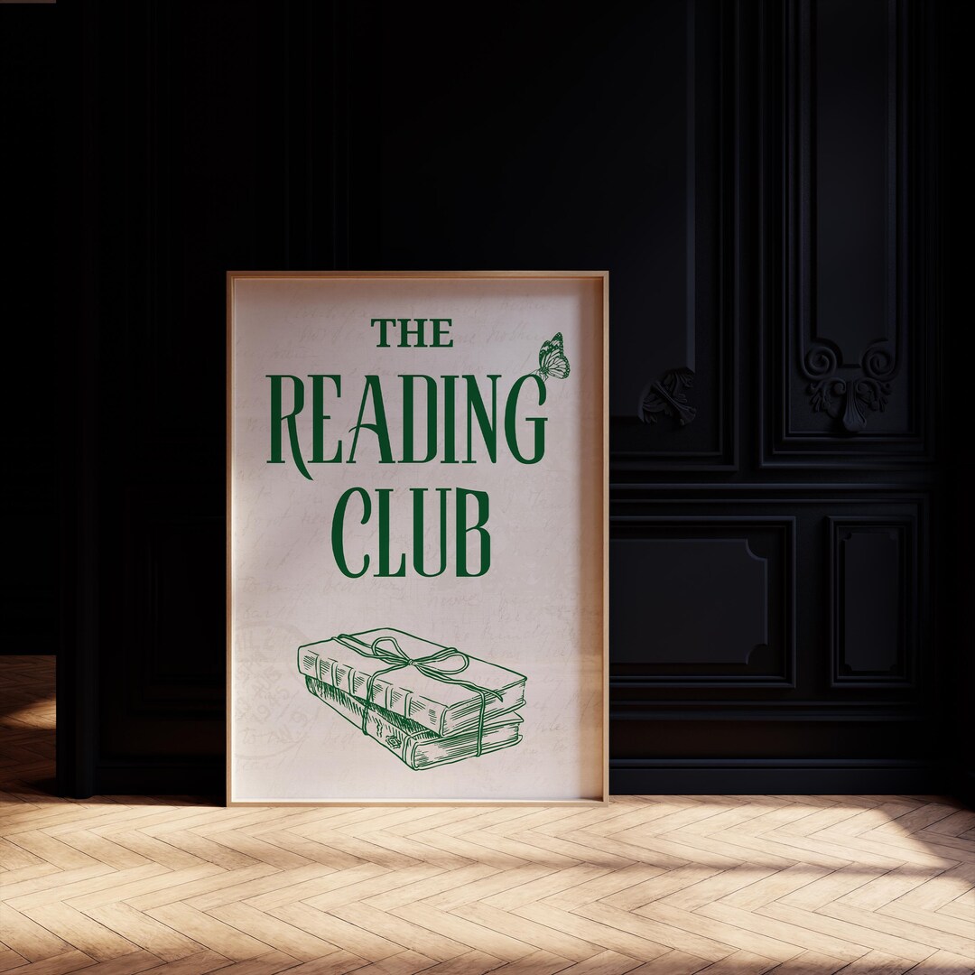 The Reading Club Printable Book Sign Book Lover Library Decor Aesthetic ...