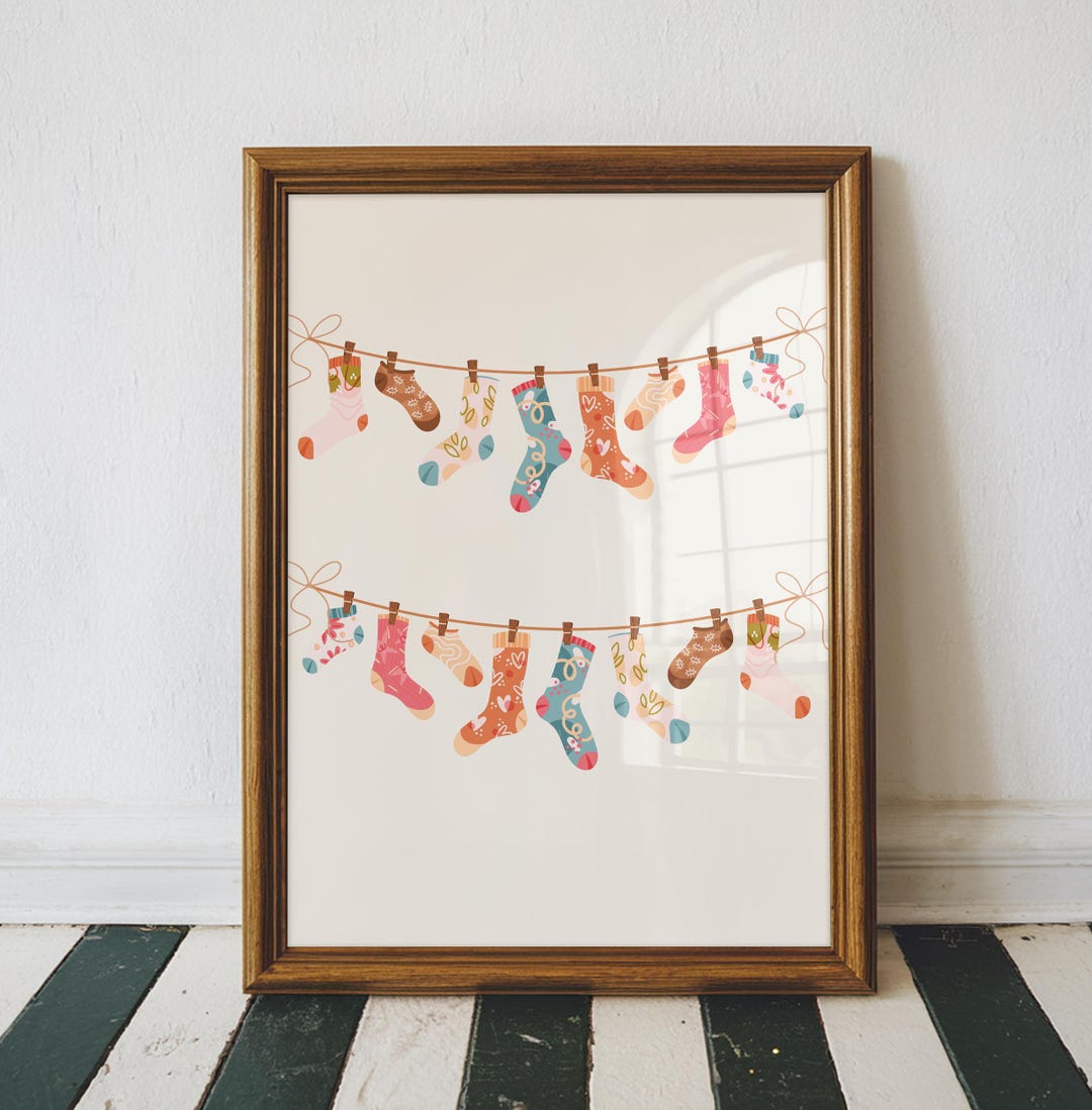 Sock Clothesline | Printable Art | Clothesline Print | Laundry Room ...